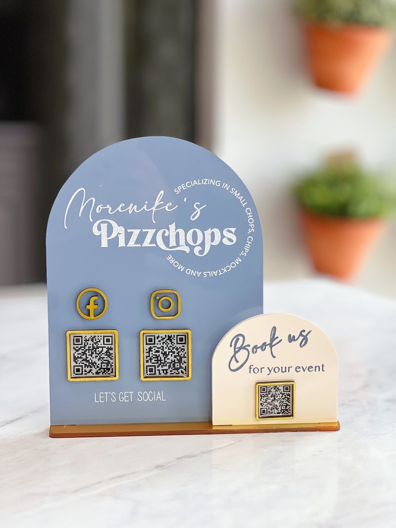 Double Arched QR Code Sign: Social Media Display for Business - Etsy