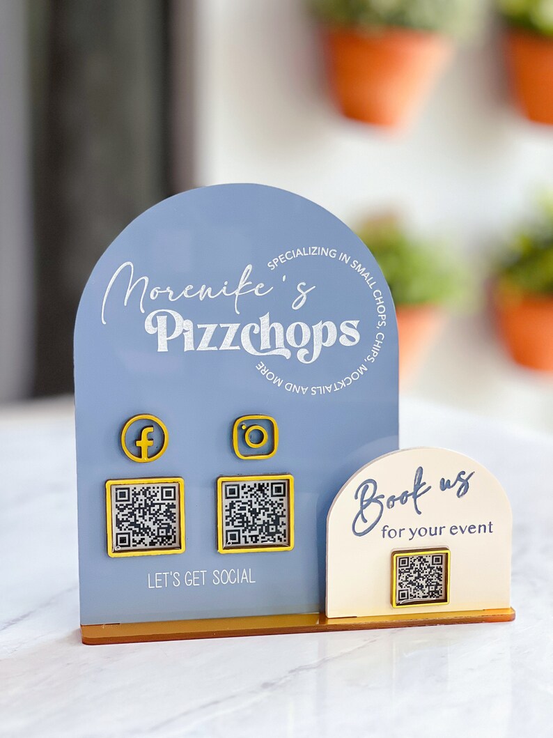 Double Arched QR Code Sign: Social Media Display for Business - Etsy