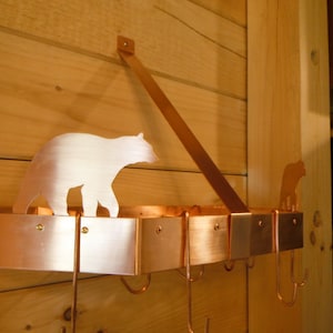 Wall Mounted Solid Copper Pot Rack With Bear - Etsy