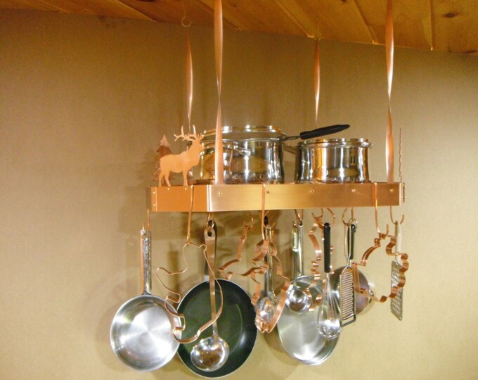 Solid Copper Hanging Pot Rack - Etsy