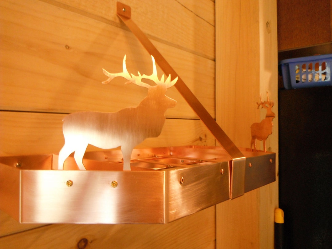 Wall Mounted Solid Copper Pot Rack With Elk - Etsy