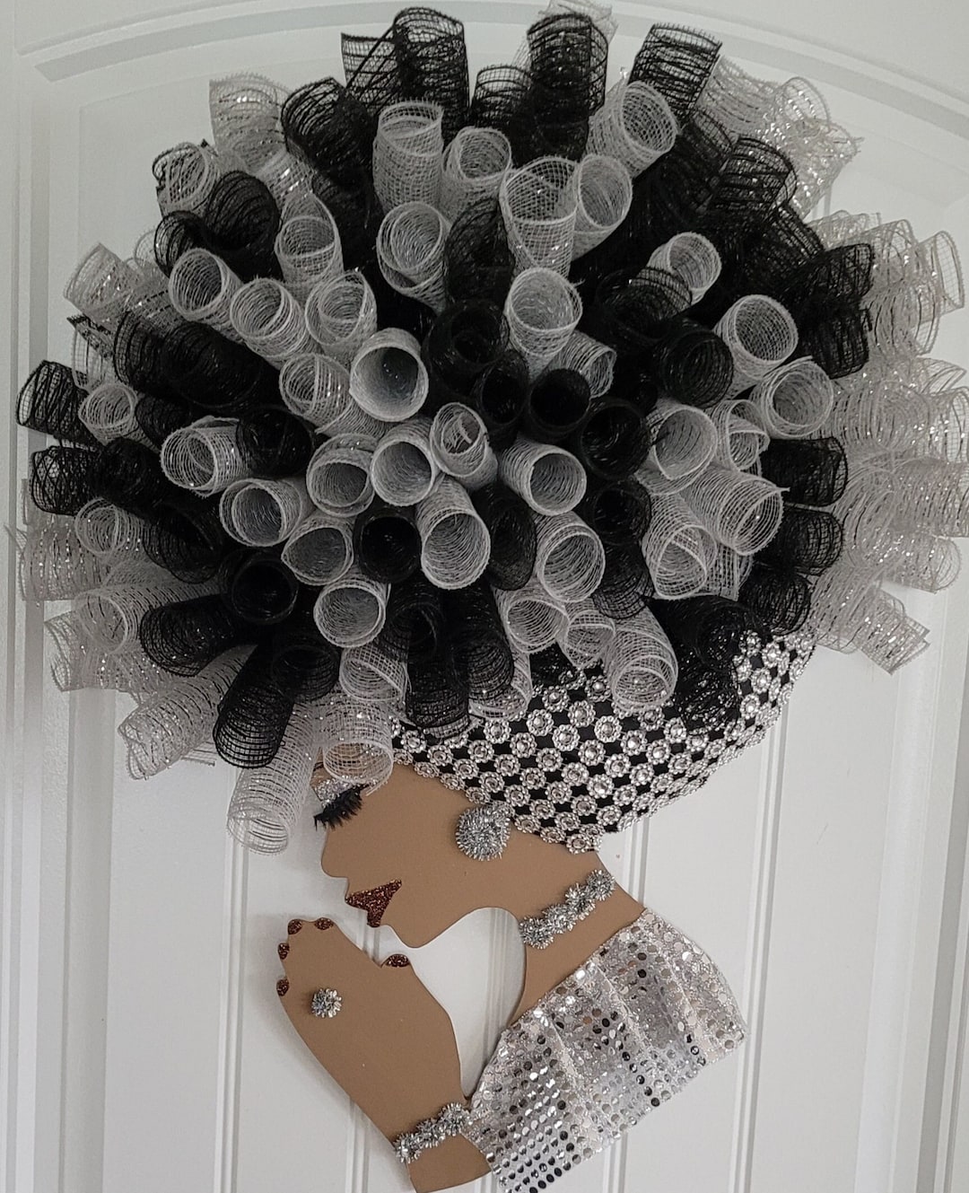 Black and Silver Diva Wreath, Blinged Wreath - Etsy