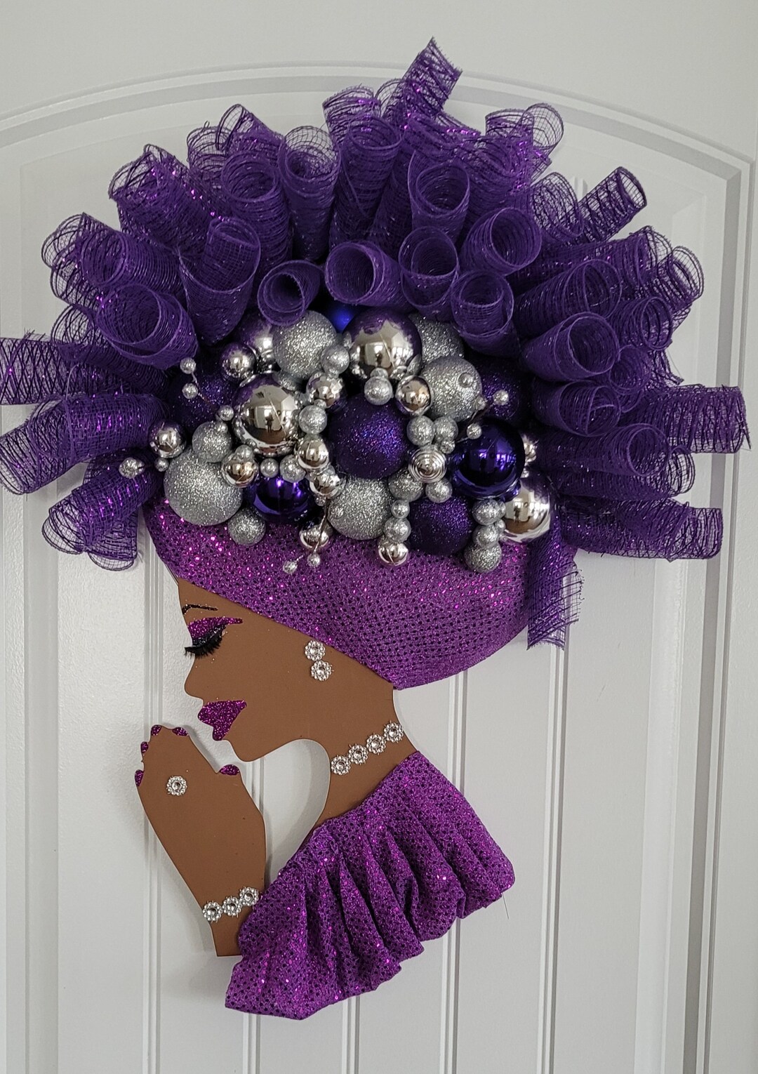 Purple and Silver Diva Wreath/ Praying Lady Wreath/ - Etsy