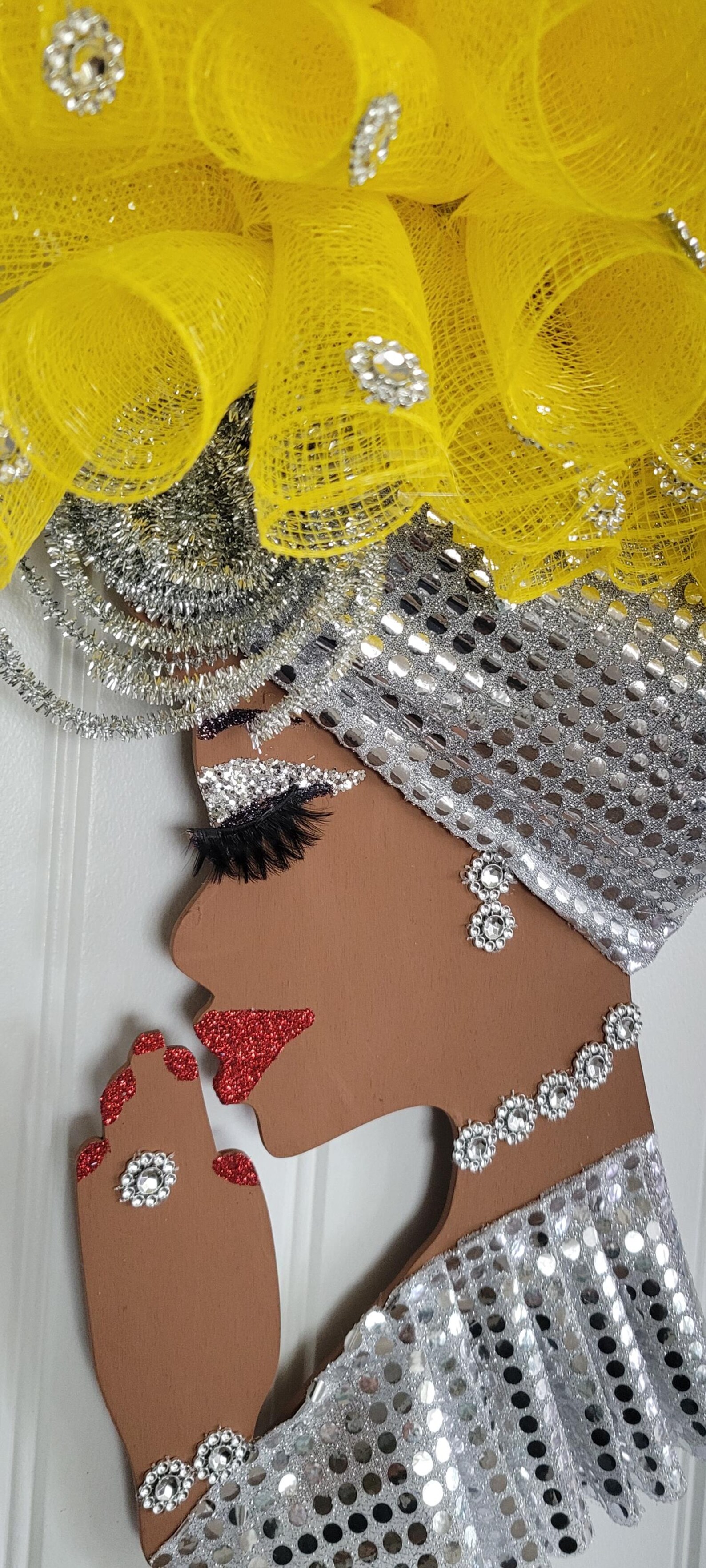 Sunshine Diva, Praying Woman,yellow and Silver Blinged Wreath. - Etsy