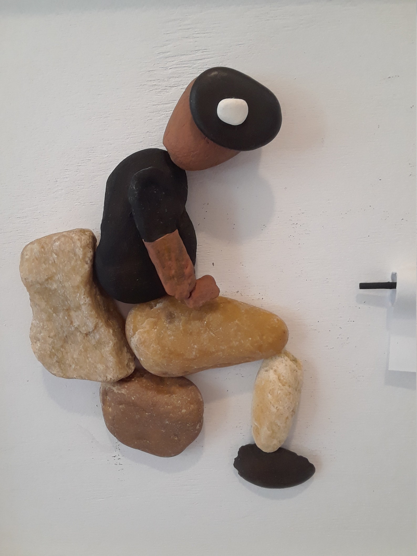 Pebble Art, Man on Potty, Funny Art, 3D Art - Etsy