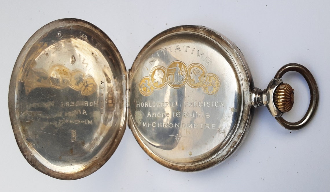 INITIATIVE, Pocketwatch From 1910 in Silver - Etsy