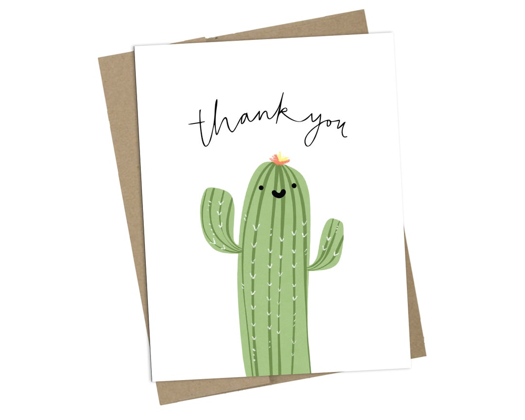 Thank You Card, Grateful Card, Cute Cactus, Plant Lover - Etsy