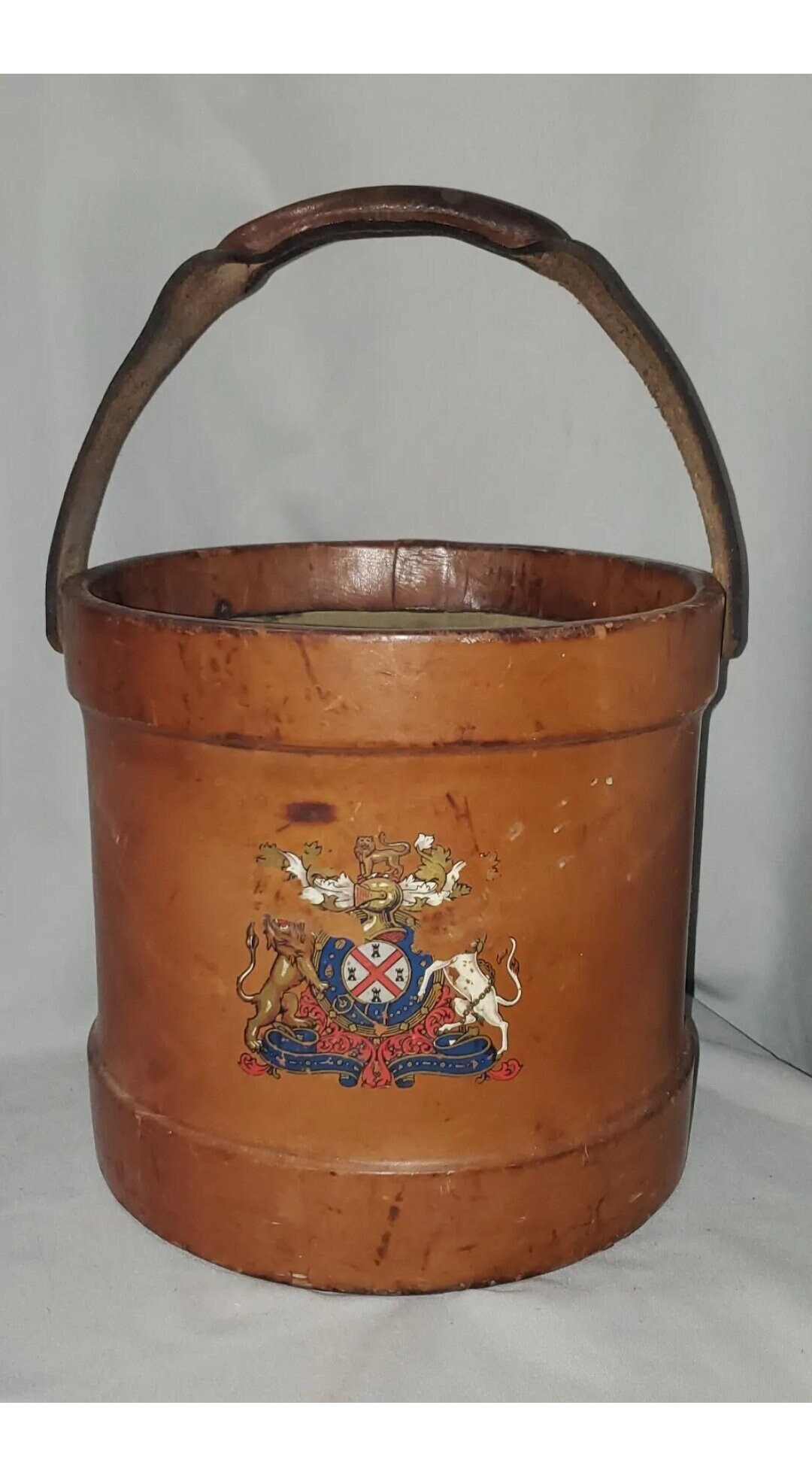 Vintage British WWII Battleship Cruiser 12 Leather Cordite BUCKET Great ...