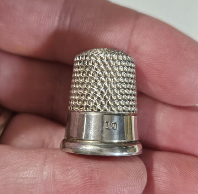 Vintage Sterling Silver THIMBLE Engraved MARION Size 10 - Etsy