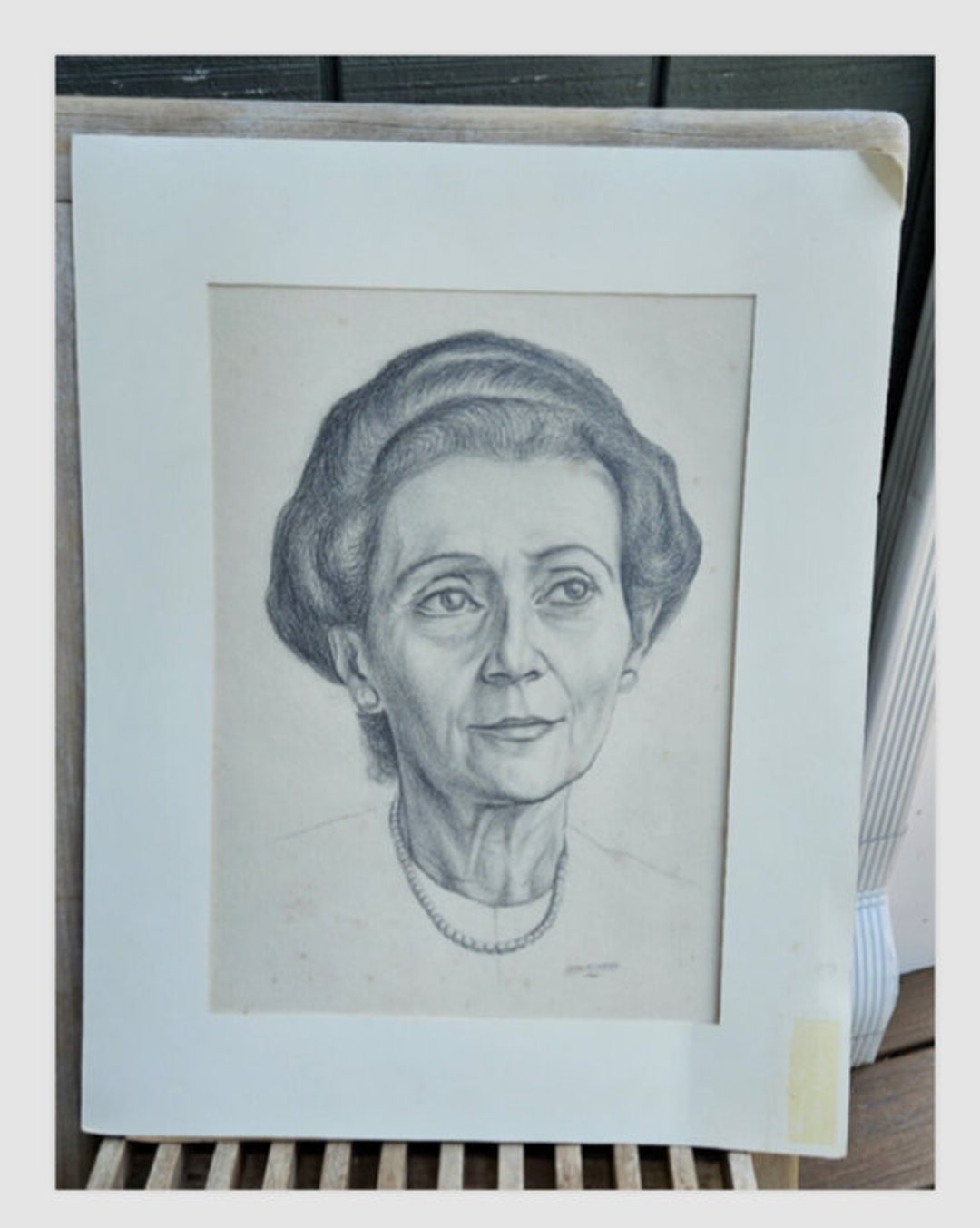 Jesus Escobedo Signed PENCIL DRAWING Artwork Woman's PORTRAIT Original ...