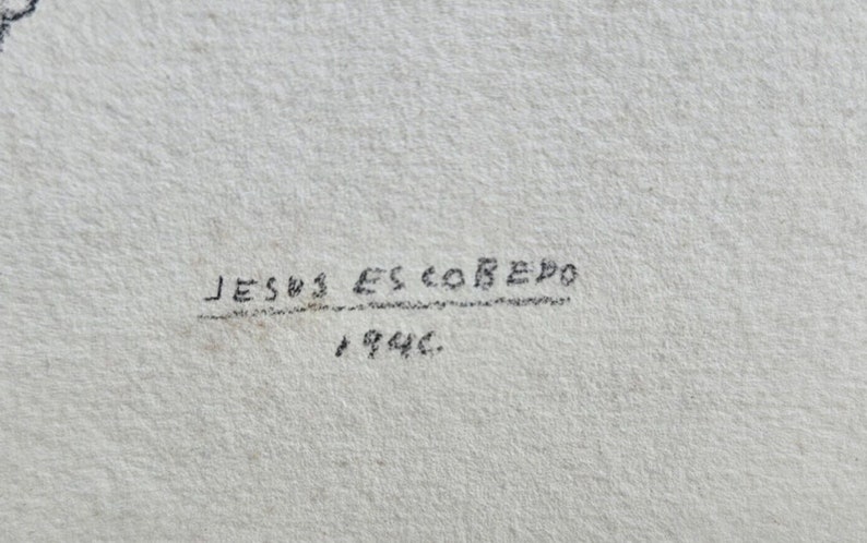 Jesus Escobedo Signed PENCIL DRAWING Artwork Woman's PORTRAIT Original ...