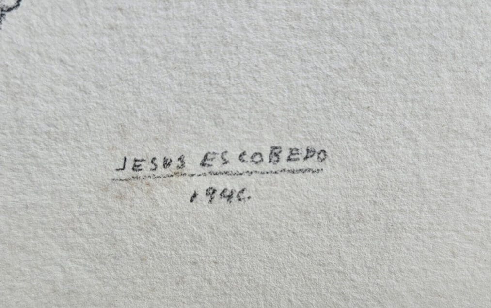 Jesus Escobedo Signed PENCIL DRAWING Artwork Woman's PORTRAIT Original ...