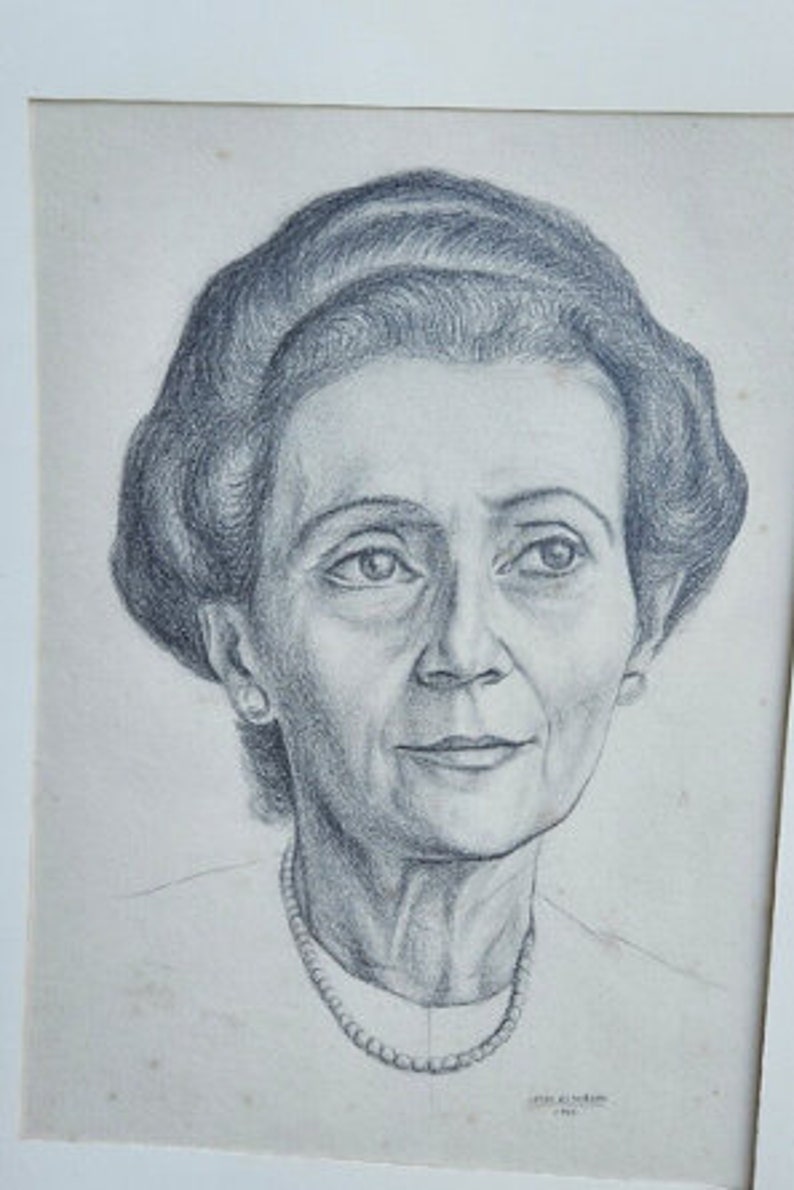 Jesus Escobedo Signed PENCIL DRAWING Artwork Woman's PORTRAIT Original ...