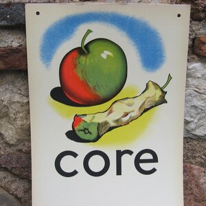 1960s A is for APPLE CORE POSTER. Unique Vintage Country Kitchen Wall ...