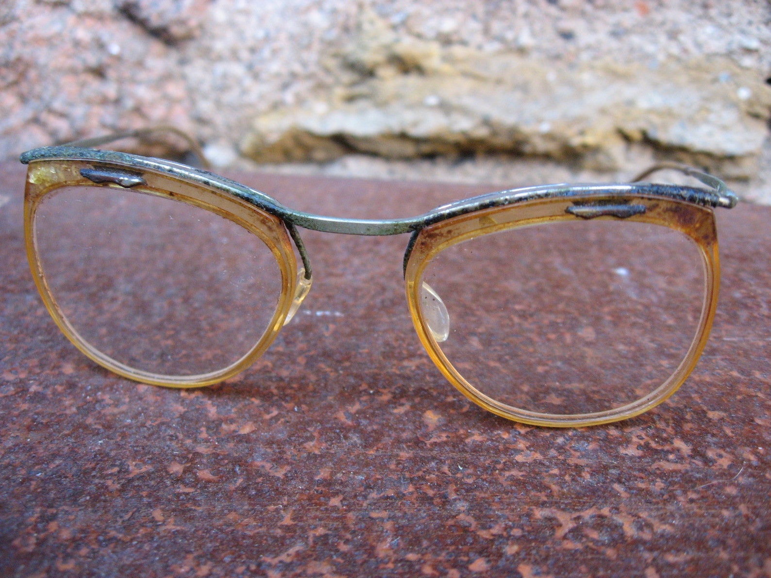 1950s VINTAGE FRENCH EYEGLASSES With Silver Metal Browline Mono Top and ...