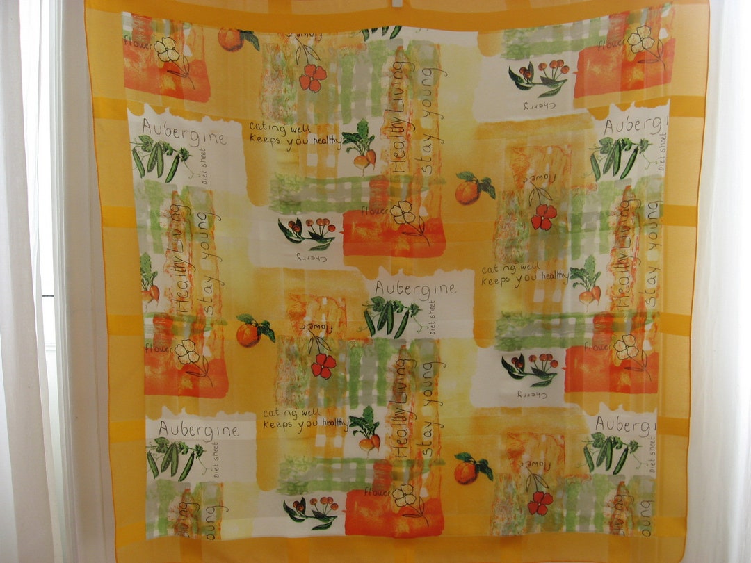 Vintage FRUITS and VEGETABLES SCARF is a Great Gift for Vegan - Etsy