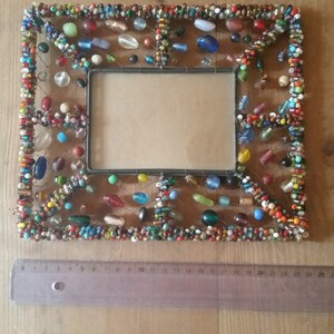 Vintage Beaded Picture Frame of Colourful Glass Beads Surrounding a ...