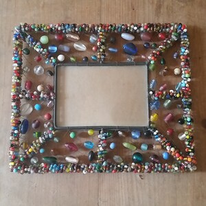 Vintage Beaded Picture Frame of Colourful Glass Beads Surrounding a ...