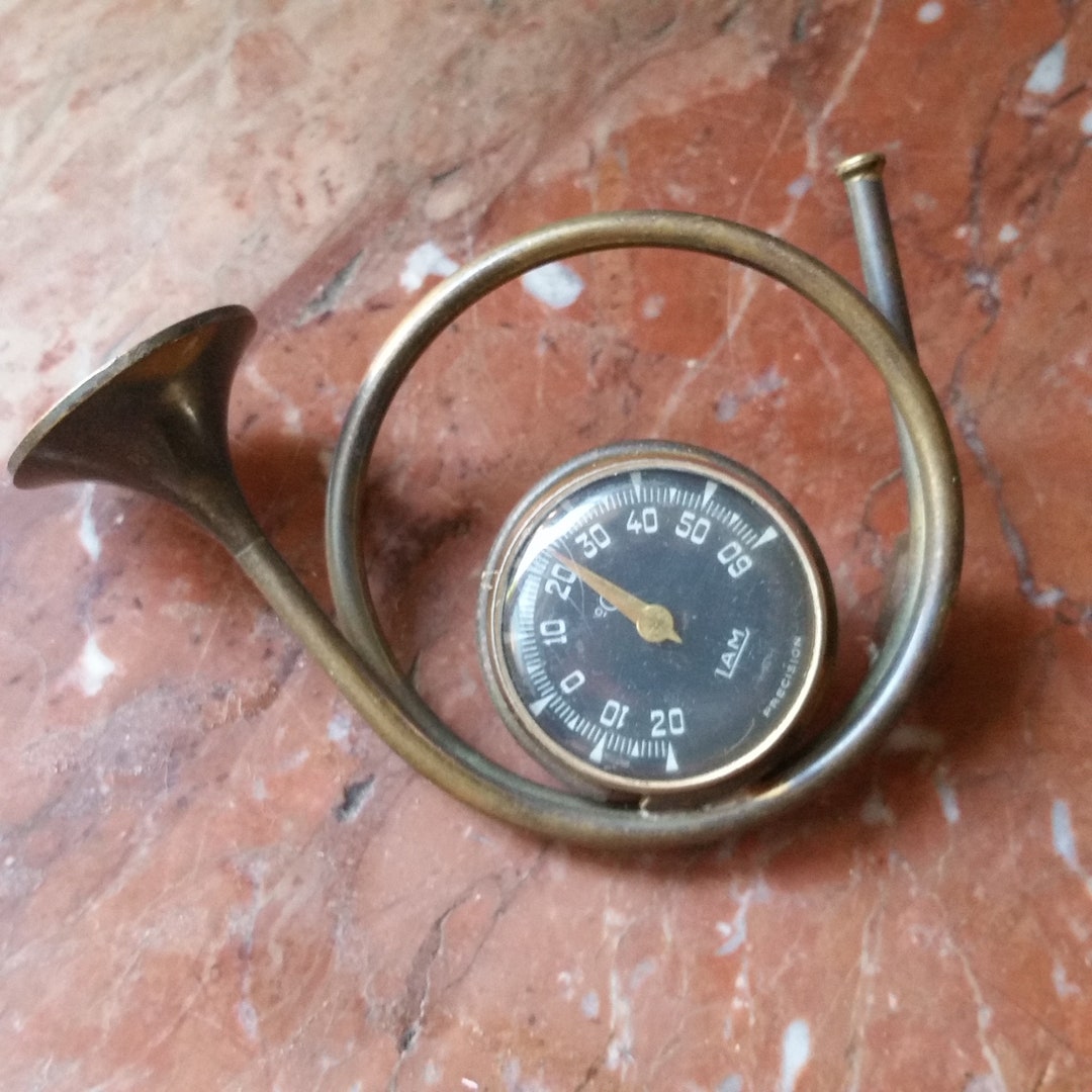 Vintage FRENCH HUNTING HORN Thermometer in Brass With Celsius ...