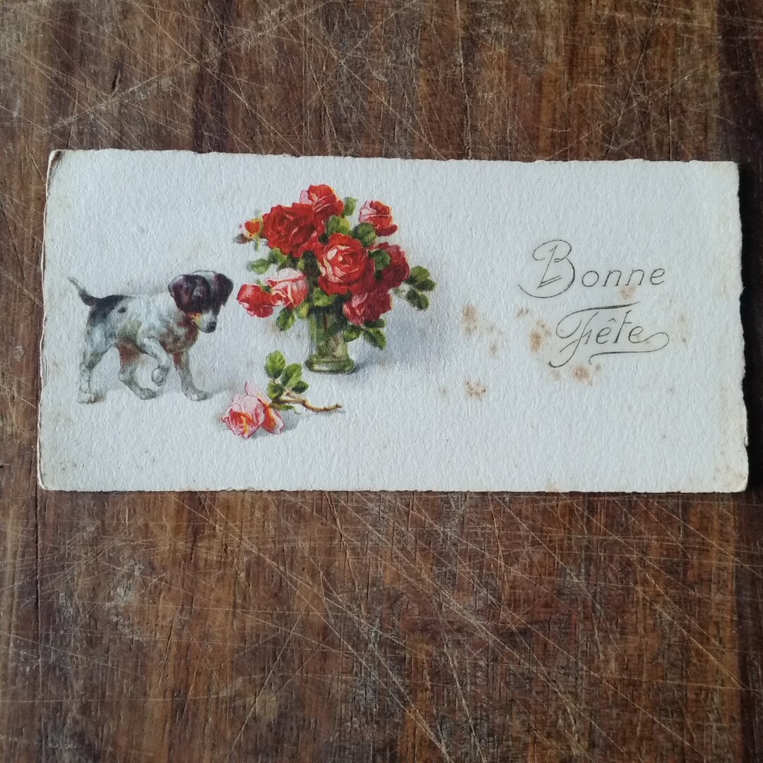 1920s French Gift Tag Bonne Fete Happy Birthday Celebration - Etsy