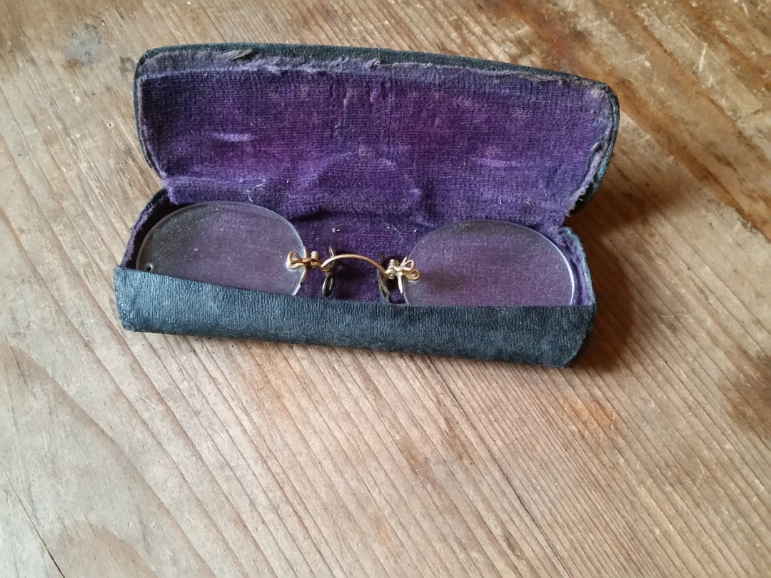 Antique LUX PINCE NEZ With Original Hard Shell Case, Gold Hard Bridge ...