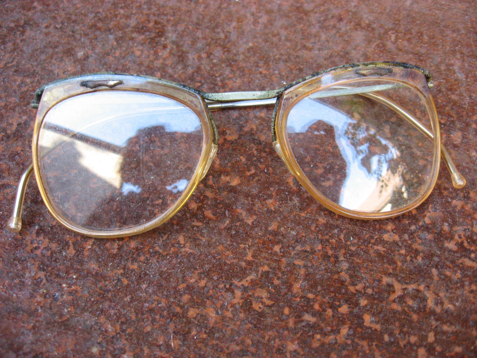 1950s VINTAGE FRENCH EYEGLASSES With Silver Metal Browline Mono Top and ...