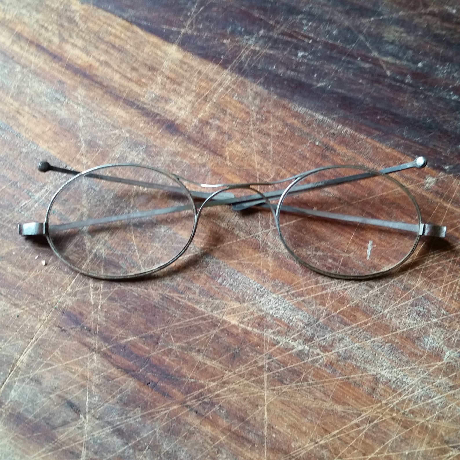 Antique FRENCH READING EYEGLASSES With Hinged Arms, Oval Lenses in ...