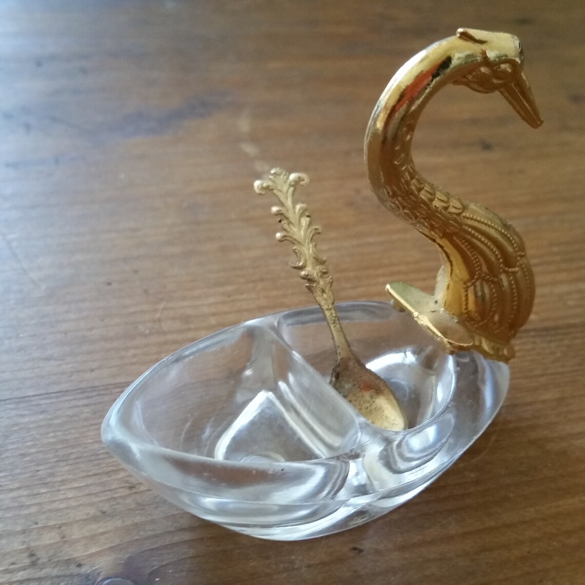 Vintage SWAN SALT PEPPER Dish From France With Tiny Spoon. | Etsy