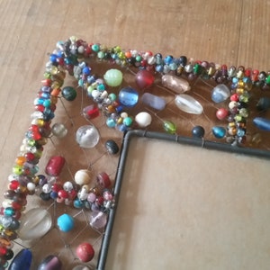Vintage Beaded Picture Frame of Colourful Glass Beads Surrounding a ...