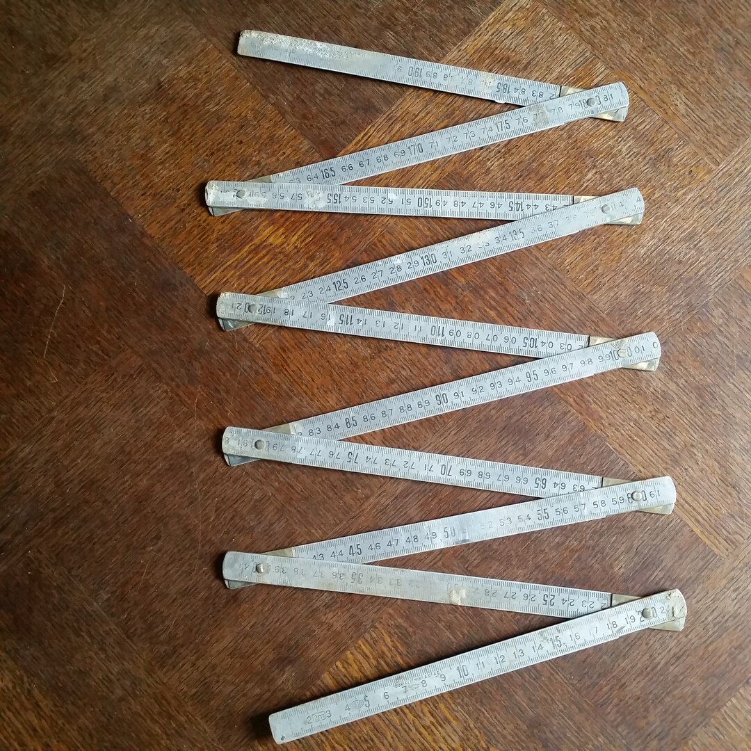 Vintage FRENCH FOLDING RULER, 2 Meters Concertina Style. Metal Tape ...