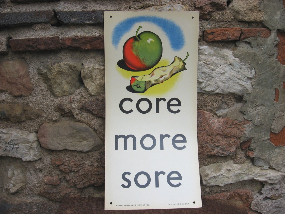 1960s A is for APPLE CORE POSTER. Unique Vintage Country Kitchen Wall ...