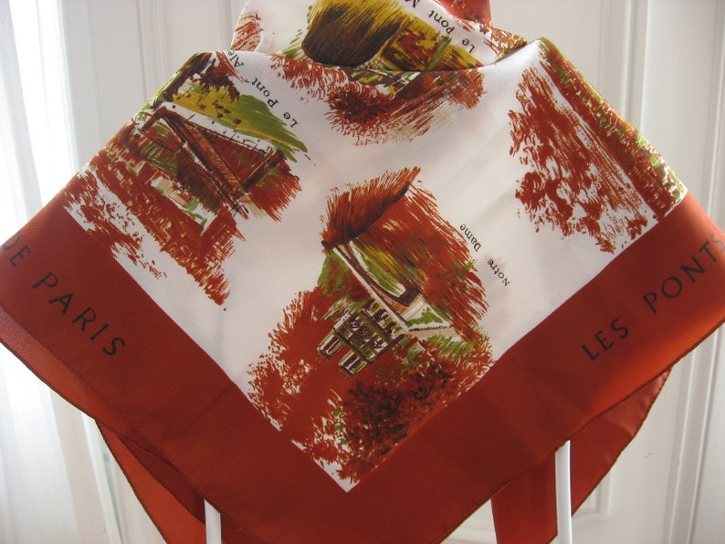 Vintage FAMOUS PARIS BRIDGES French Scarf and the Eiffel Tower | Etsy