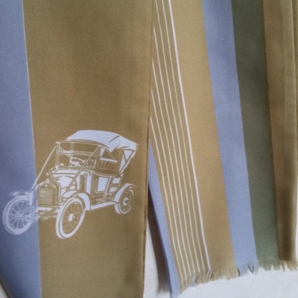 Antique Car French Scarf Model T Automobiles on Stripes of - Etsy