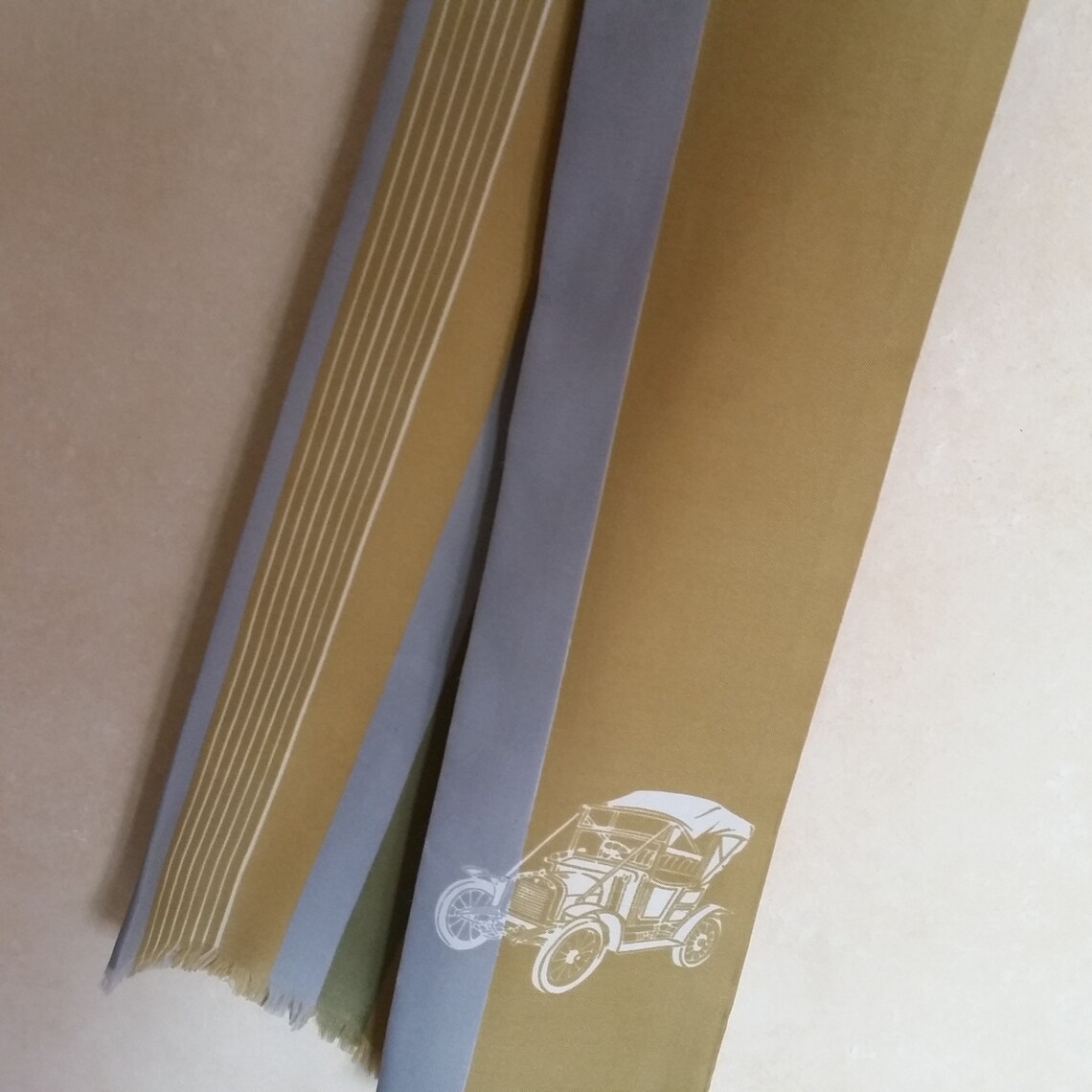 Antique Car French Scarf Model T Automobiles on Stripes of - Etsy