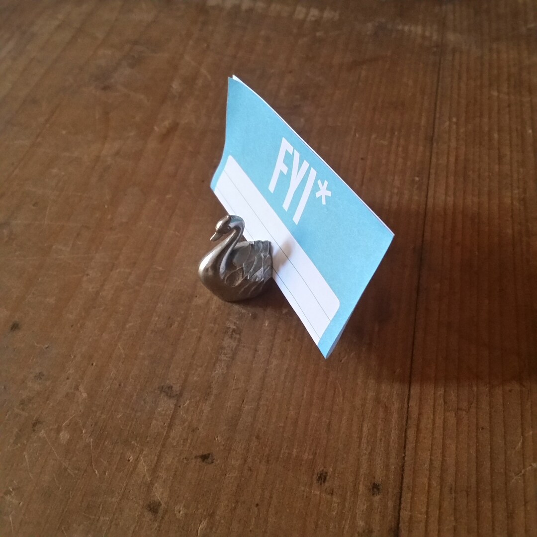 1960s Swan Card Holder for Fun Desk Post-it Notes Reminder or Business ...