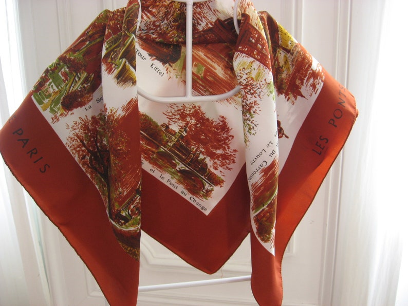 Vintage FAMOUS PARIS BRIDGES French Scarf and the Eiffel Tower - Etsy
