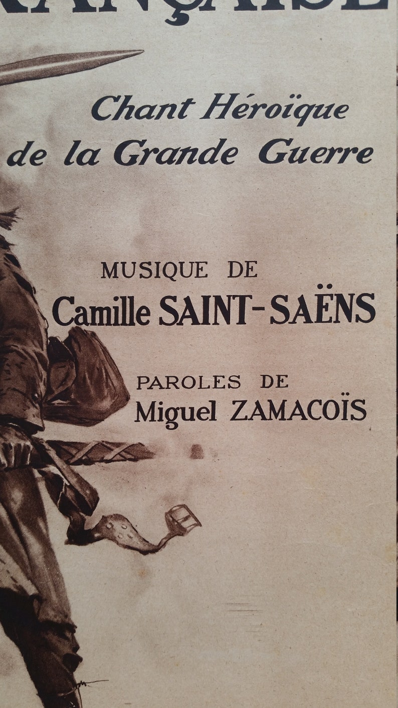 1915 WWI FRENCH MUSIC Sheet 'la Francaise' a Heroic - Etsy