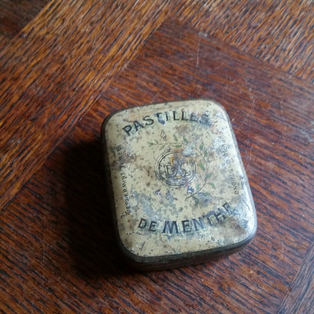 Antique FRENCH PASTILLES De MENTHE Tiny Tin Box. Curiously Strong ...