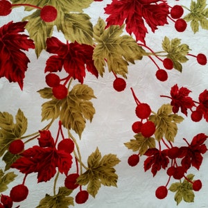 1950s AUTUMN VINTAGE SCARF of Fall Foliage Leaves and Chestnuts. Mid ...