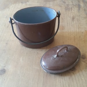 Vintage French Enamel Container With Lid. Art Deco Era Enamelware Tea ...