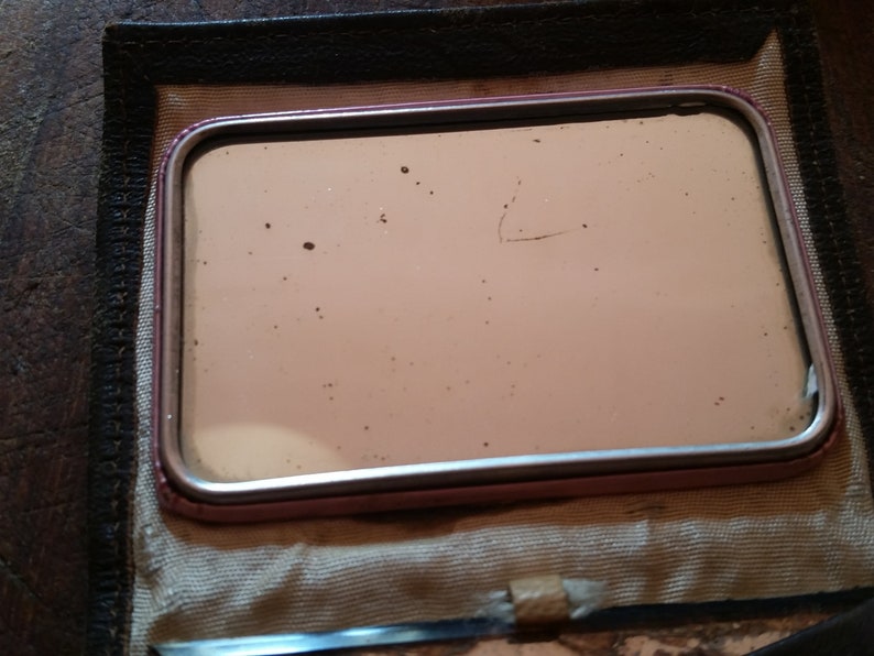 Art Deco FRENCH MIRROR WALLET in Leather With 2 Mirrors. - Etsy