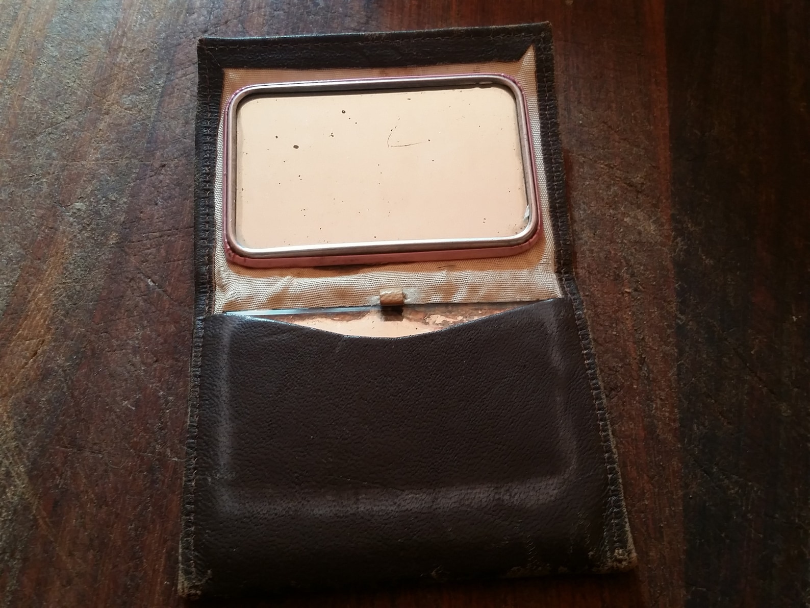 Art Deco FRENCH MIRROR WALLET in Leather With 2 Mirrors. - Etsy