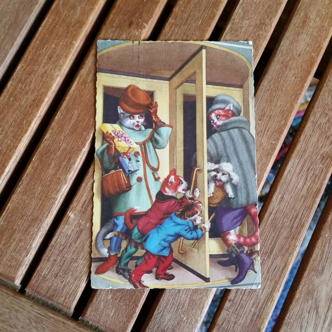 Vintage Alfred Mainzer Cat Postcard of Revolving Door, With Kittens and ...