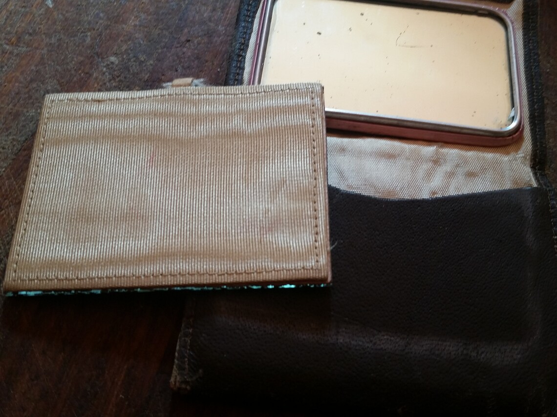 Art Deco FRENCH MIRROR WALLET in Leather With 2 Mirrors. - Etsy