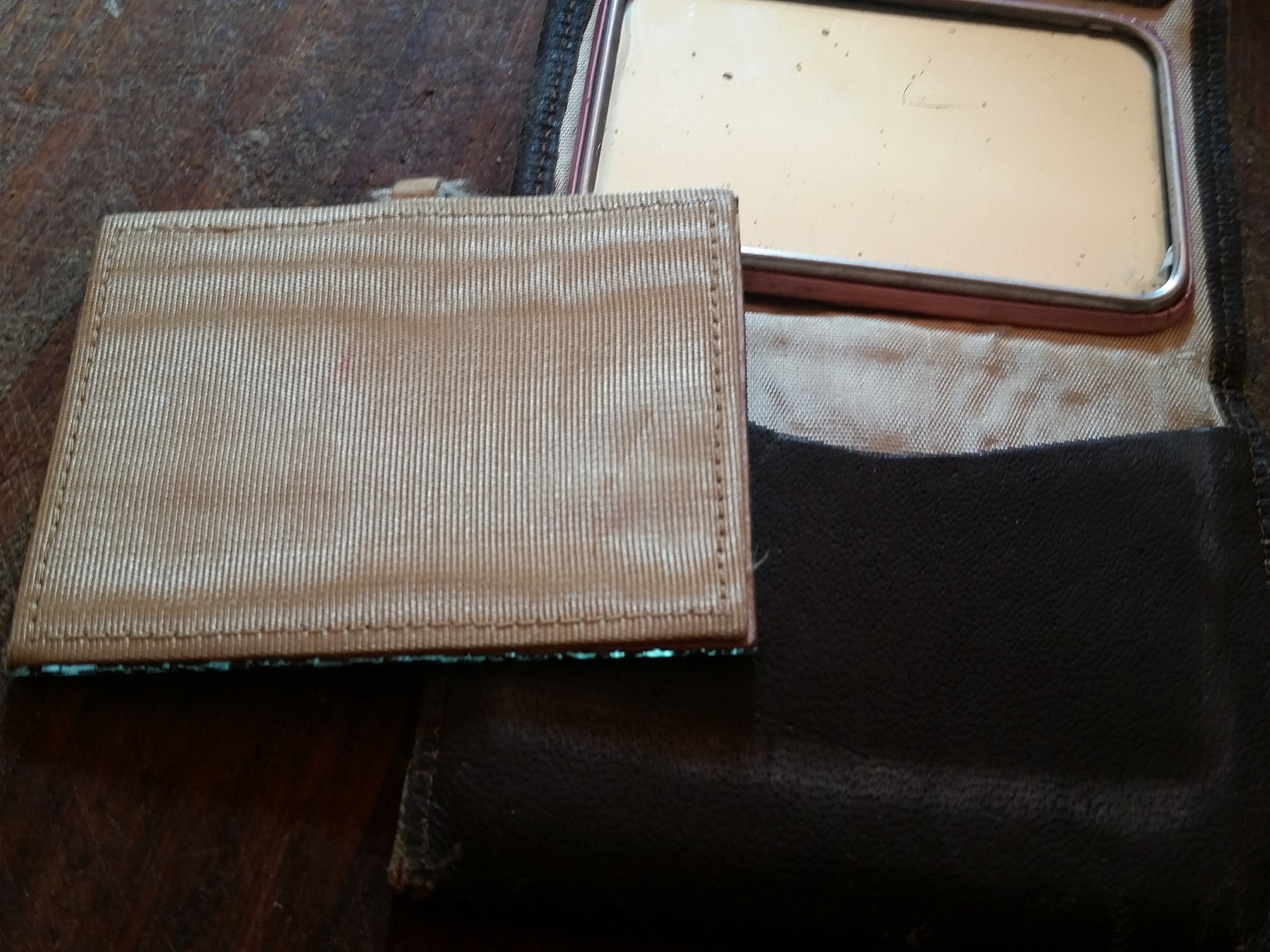 Art Deco FRENCH MIRROR WALLET in Leather With 2 Mirrors. - Etsy