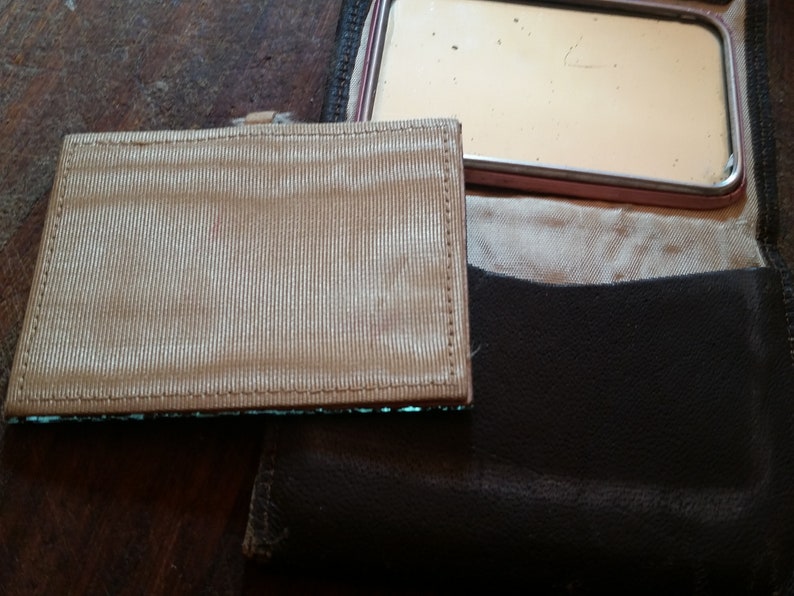 Art Deco FRENCH MIRROR WALLET in Leather With 2 Mirrors. - Etsy