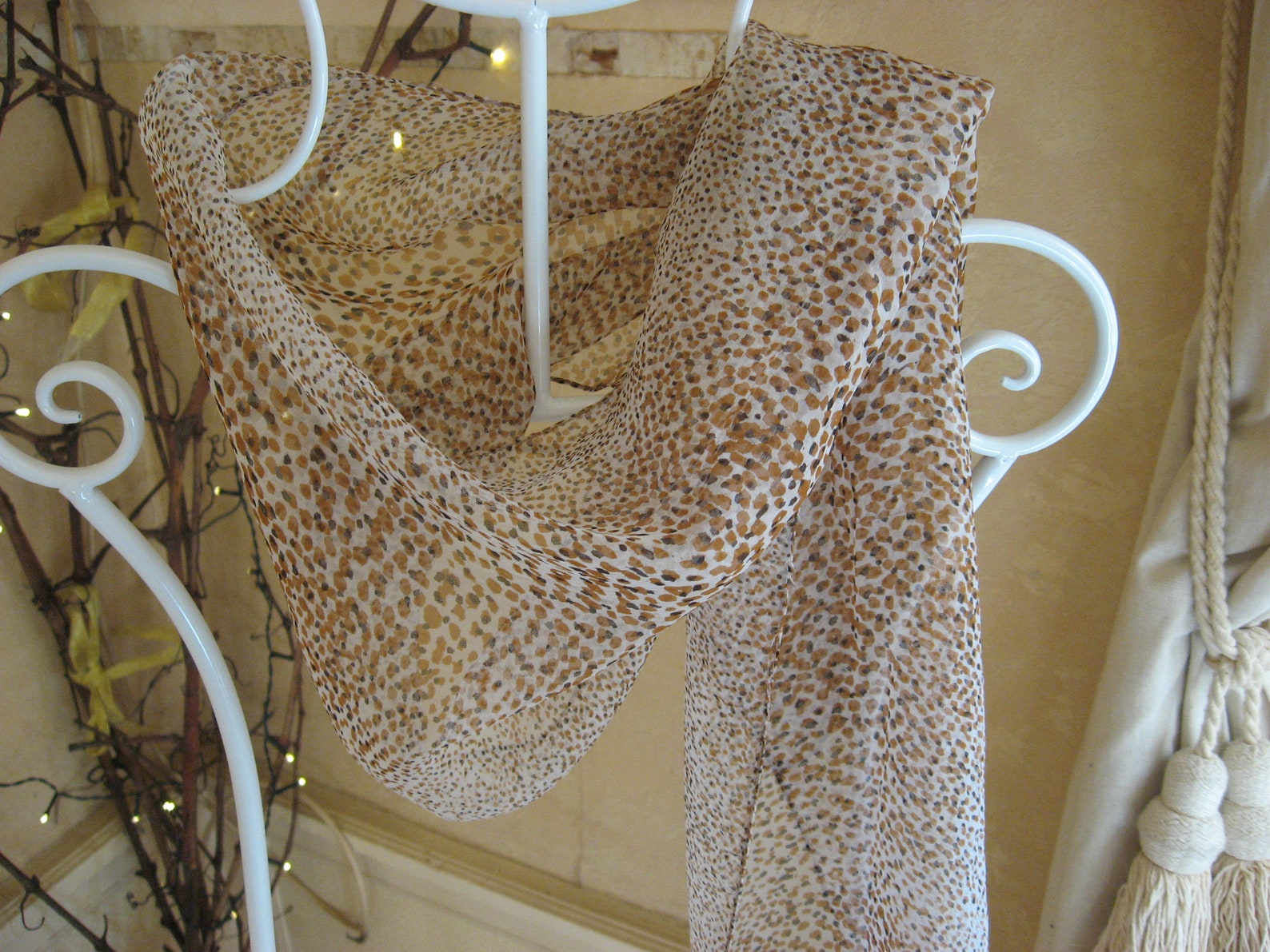 Vintage FLOATY FRENCH SCARF Animal Print in Russet Earth - Etsy