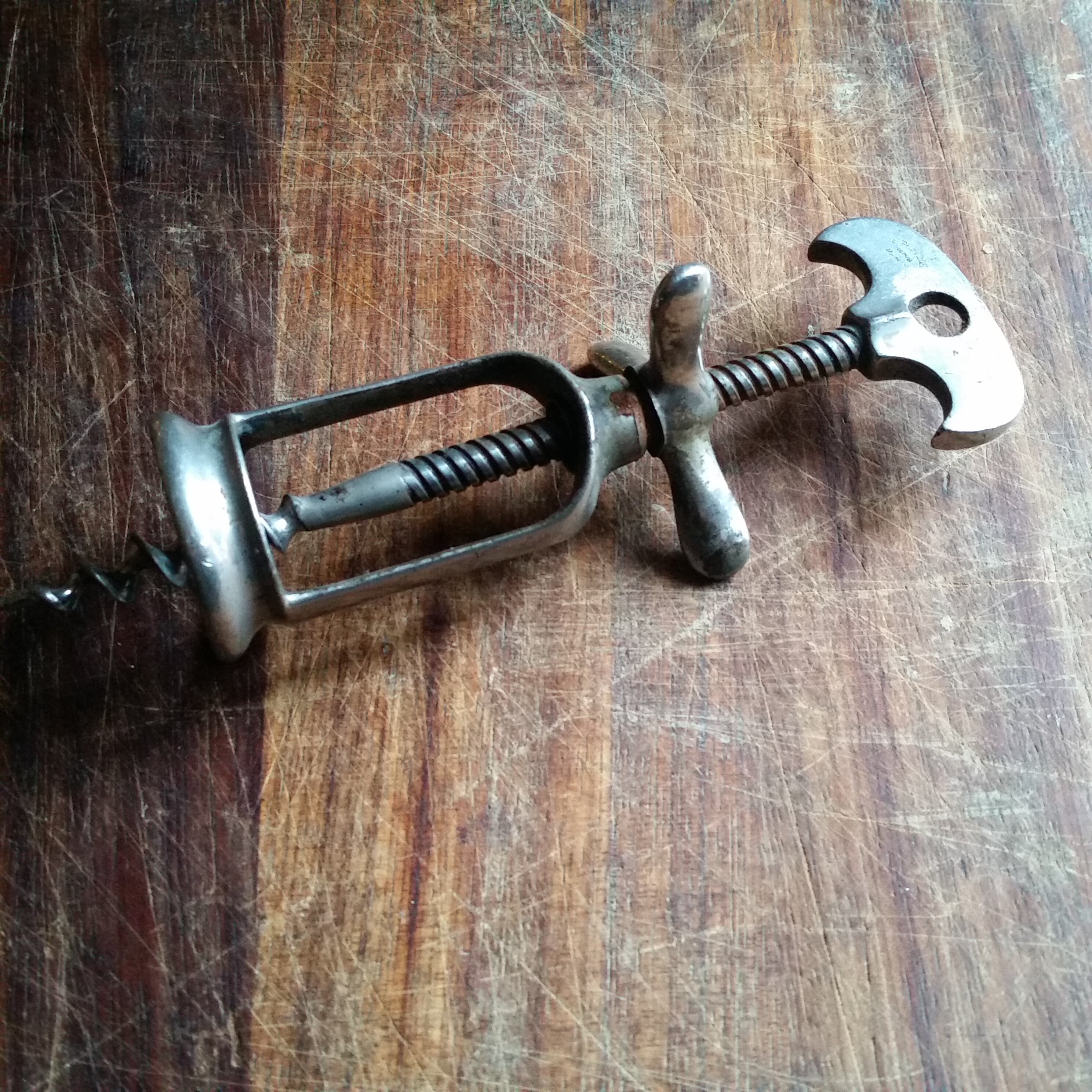 Vintage French Corkscrew Mechanical Corkscrew with Rack and Pinion ...