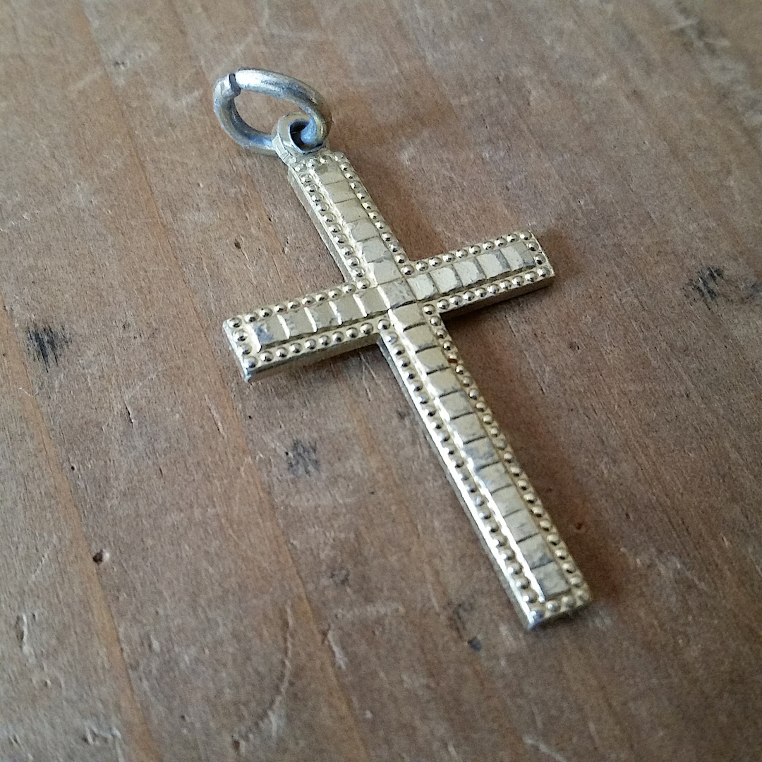 Vintage Minimalist Cross Pendant, Simple Gold Design. French 1970s ...