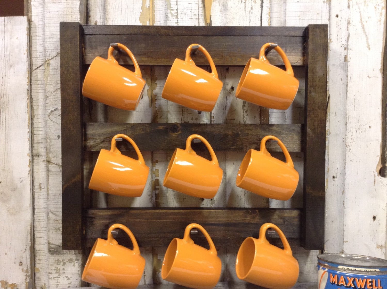 Coffee Cup Rack | Mug Rack | Wood Wall Rack | Coffee Cup Holder ...